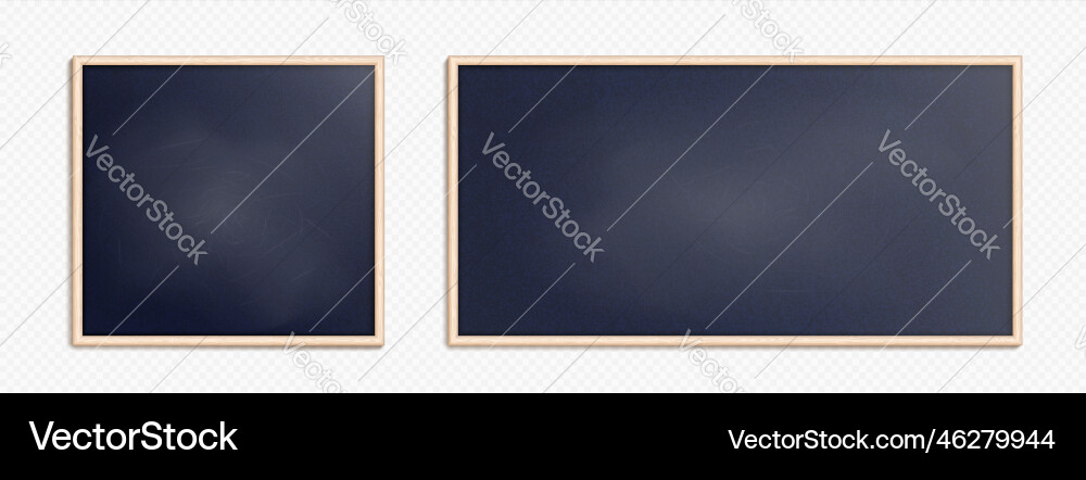 Realistic school chalkboard set with wooden frame Vector Image