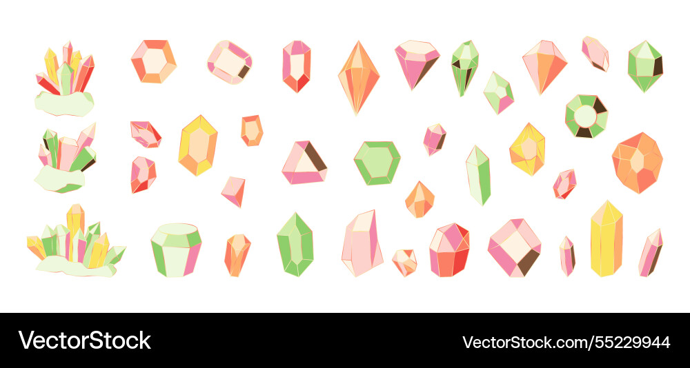 Shiny gems precious gemstone crystal and mineral Vector Image