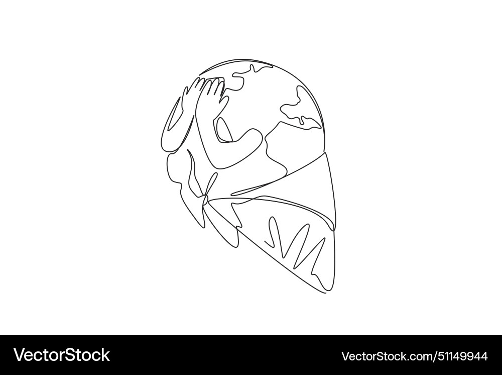 Single one line drawing the globe becomes melting Vector Image