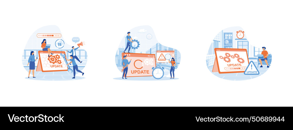 System updates tiny programmers upgrading Vector Image System updates tiny programmers upgrading Vector Image