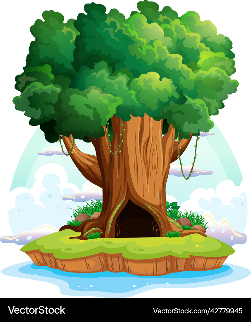 Big tree isolated cartoon Royalty Free Vector Image
