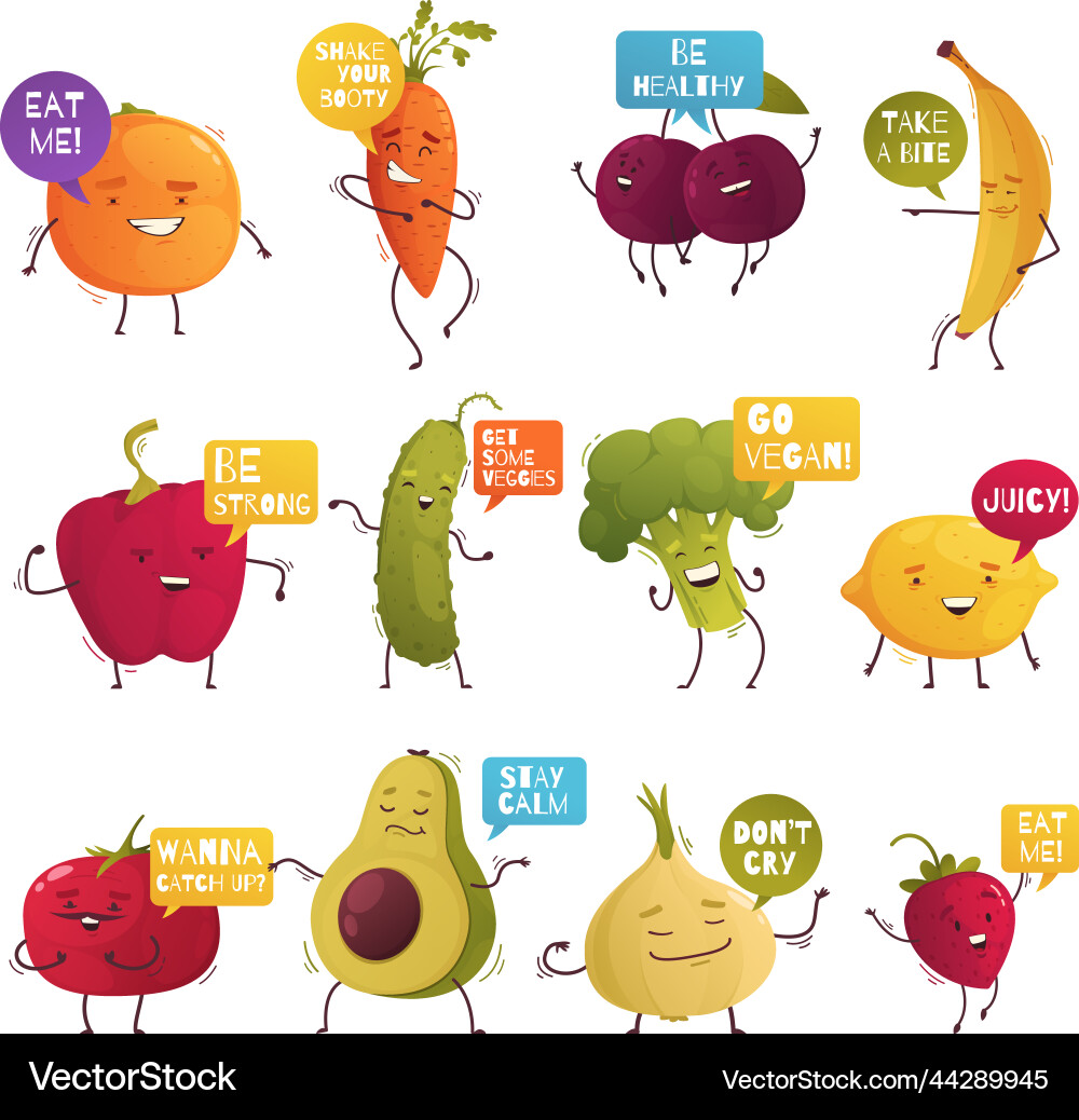 Funny fruits set Royalty Free Vector Image - VectorStock
