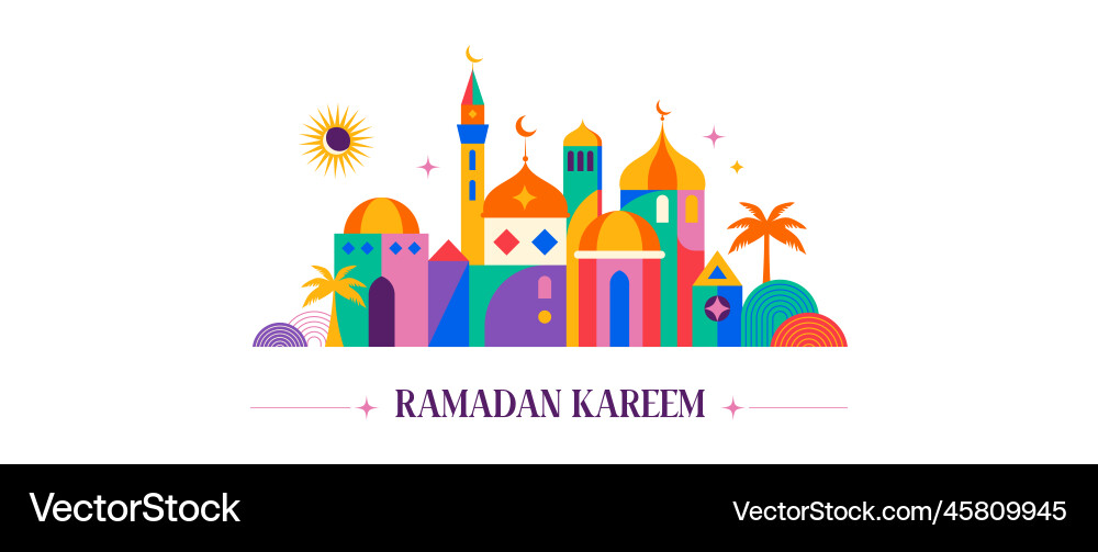 Geometric style colorful islamic ramadan kareem Vector Image