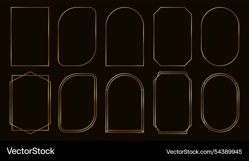 Golden frame art deco gold geometric frames Vector Image