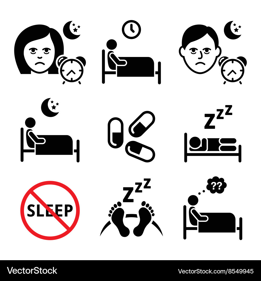 Insomnia people having trouble with sleeping icon Vector Image