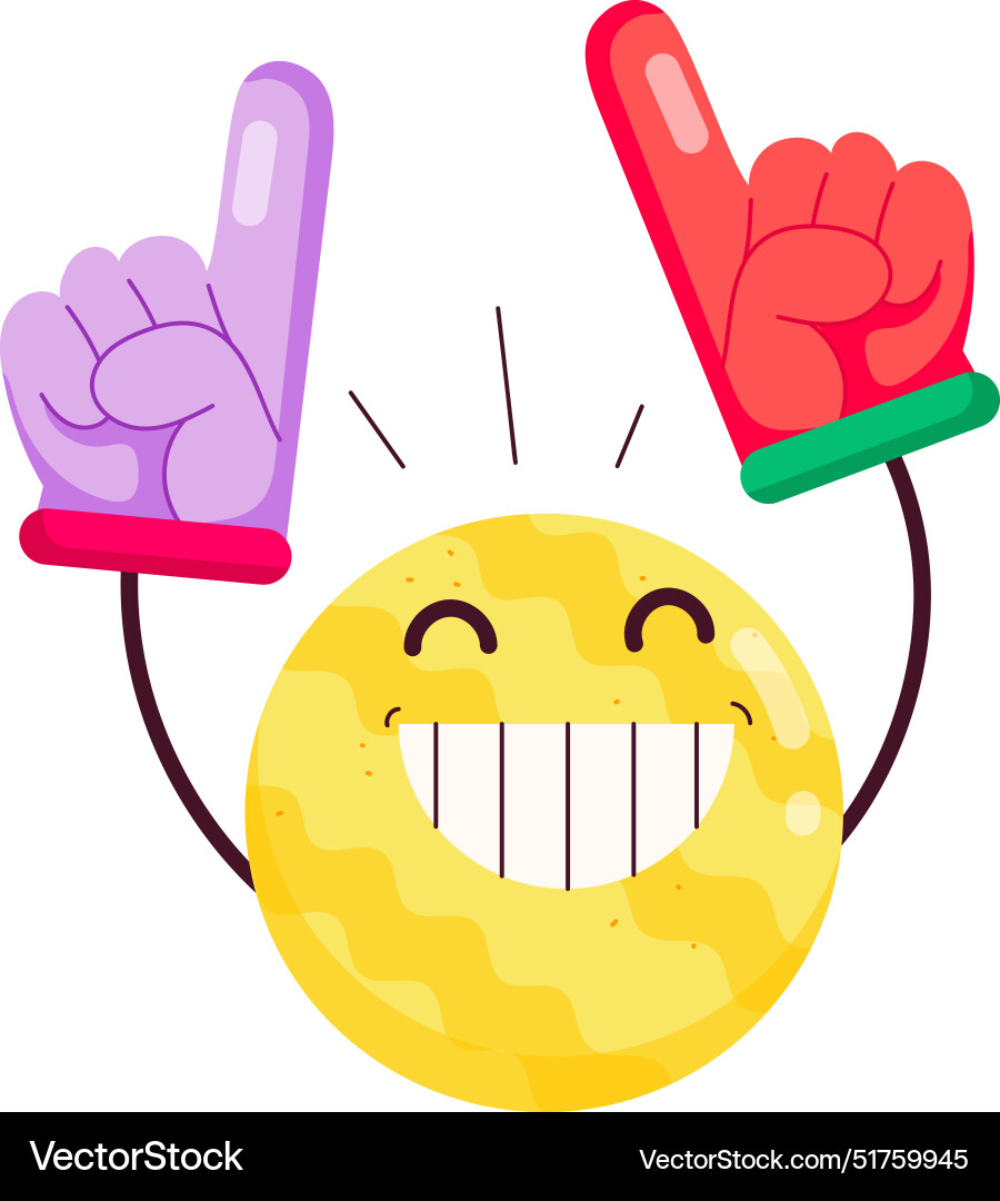 Modern flat sticker of cheering emoji Royalty Free Vector