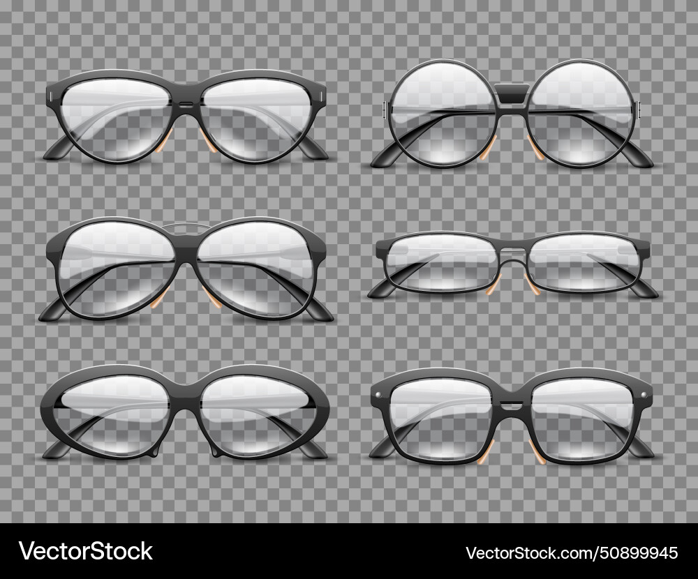 Realistic glasses ocular plastic frames Royalty Free Vector