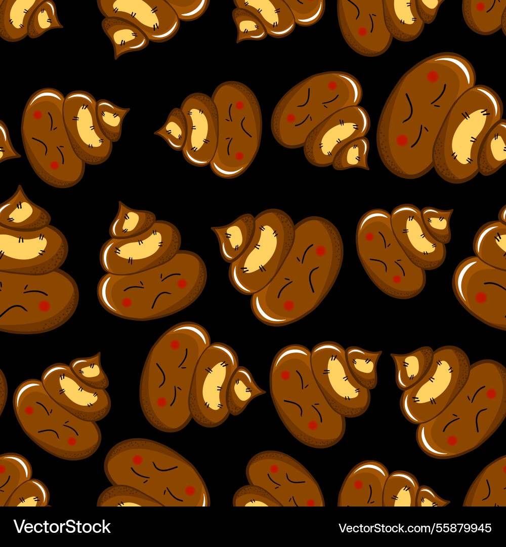 Seamless pattern with kawaii poop on color Vector Image