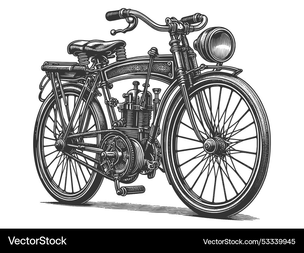 Steampunk motorcycle engraving Royalty Free Vector Image
