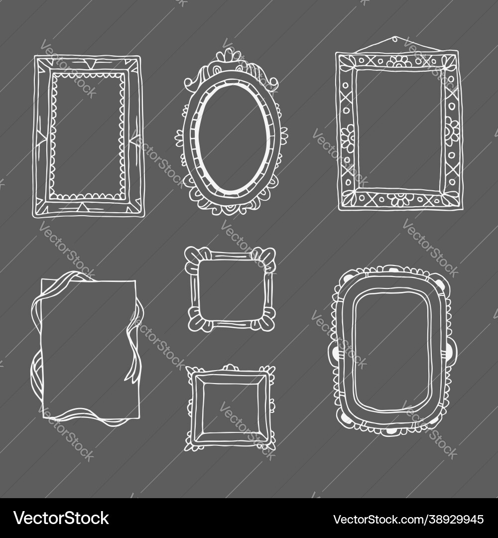 Vintage photo frame in doodle style hand drawn Vector Image