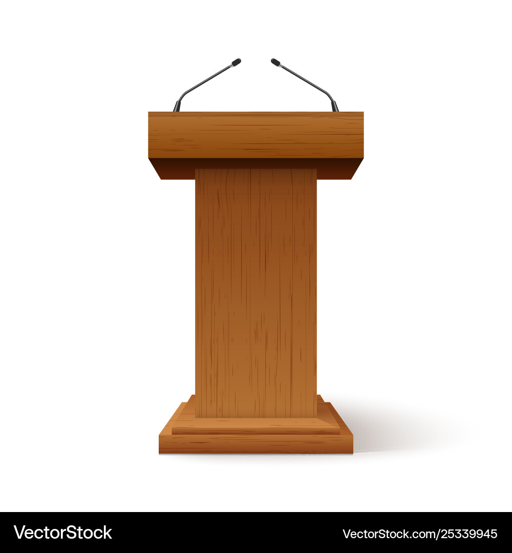 Wooden Podium Roster Speech Stage Royalty Free Vector Image