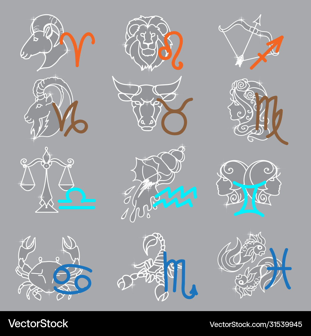 Zodiac signs month Royalty Free Vector Image - VectorStock
