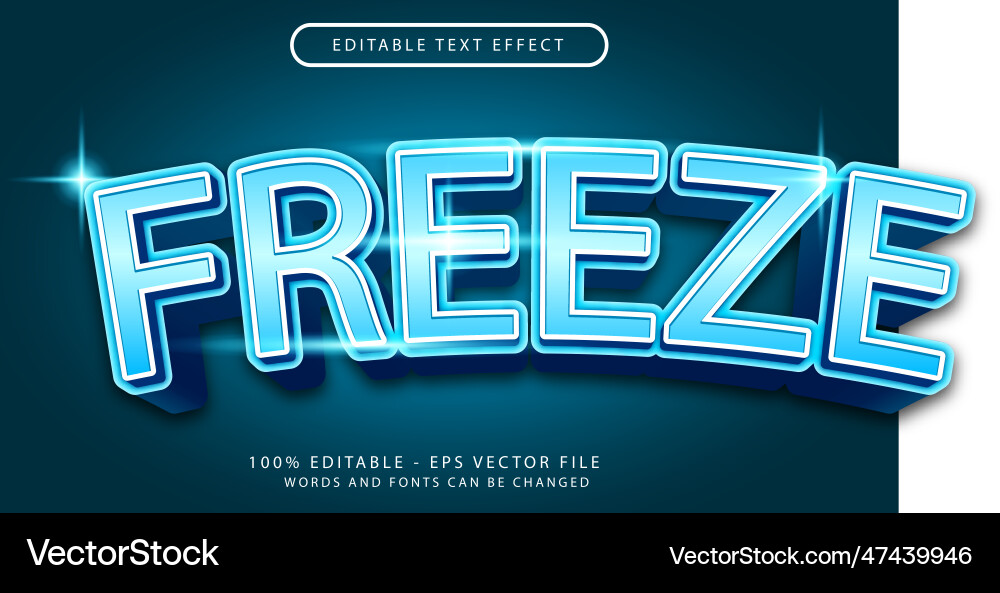 Freeze 3D Text Effect Royalty Free Vector Image