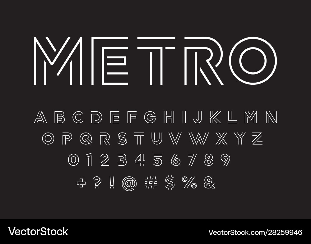 Line font Royalty Free Vector Image - VectorStock