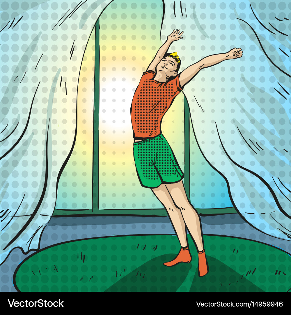 Pop art of boy waking up Royalty Free Vector Image