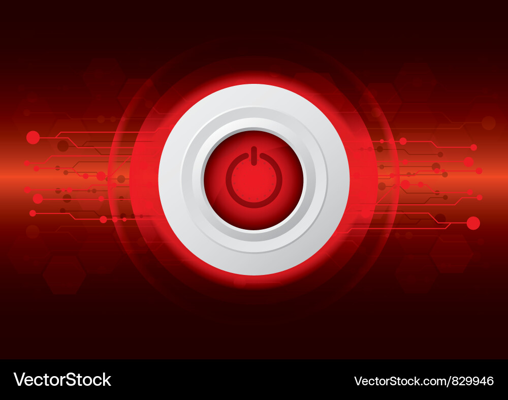 Power button on red digital background Royalty Free Vector
