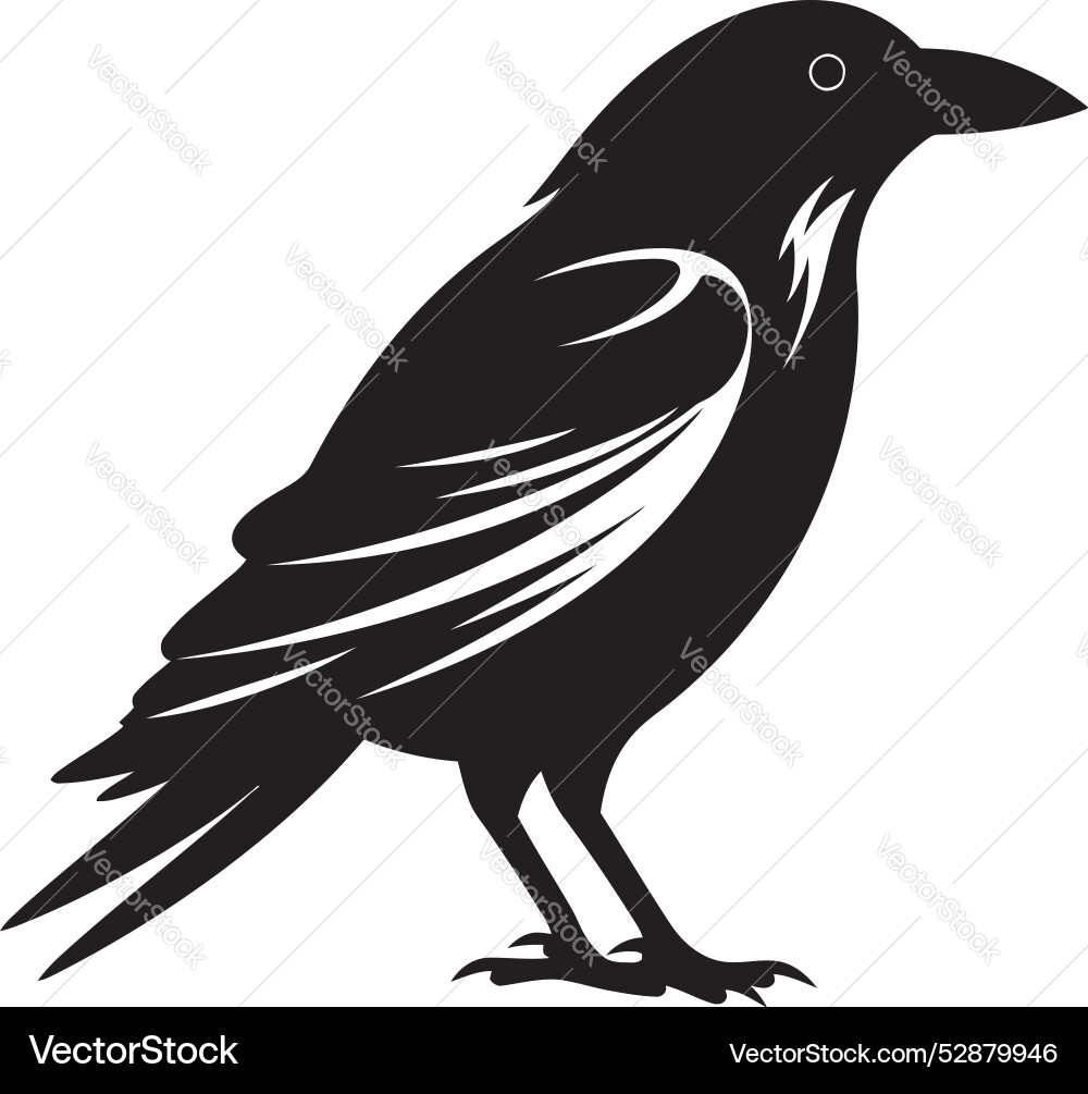 Premium black raven insignia intricate crow Vector Image