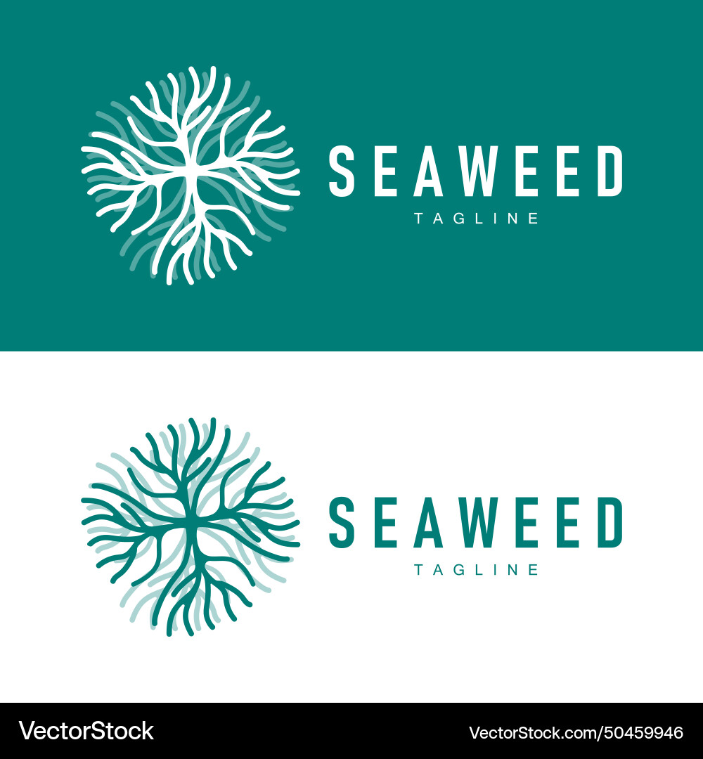 Seaweed logo design underwater plant template Vector Image