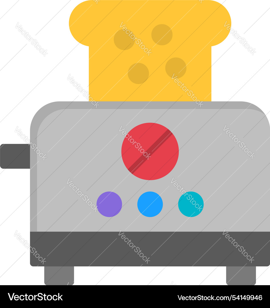 Toaster flat icon design Royalty Free Vector Image