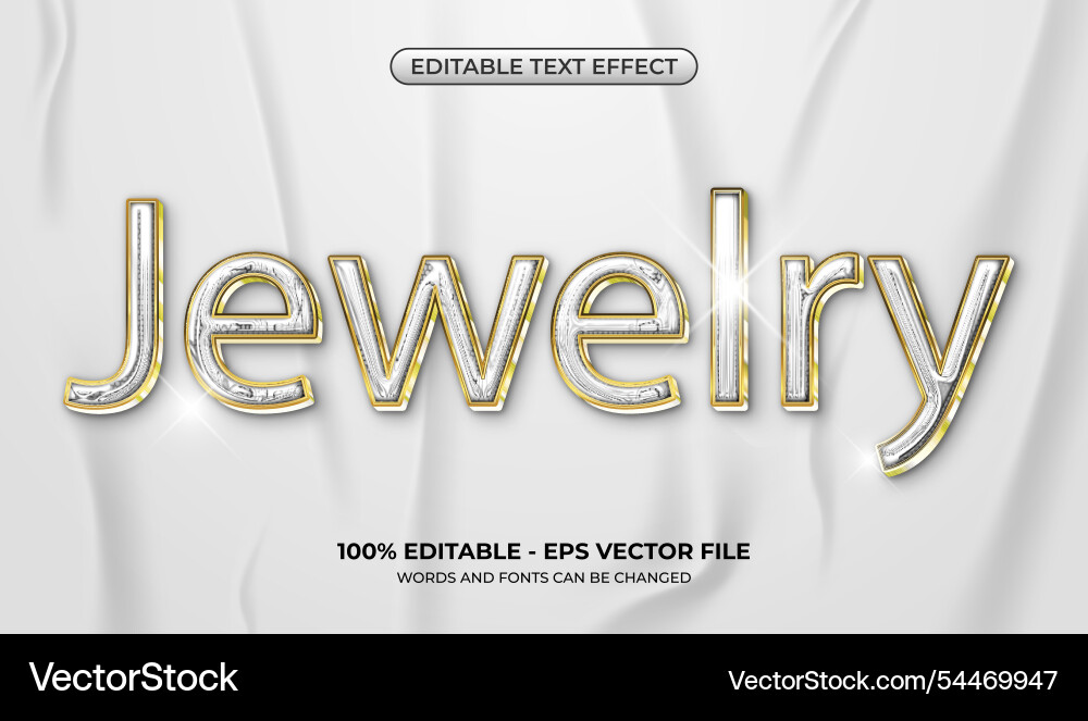 3d luxury jewelry text effect with realistic Vector Image