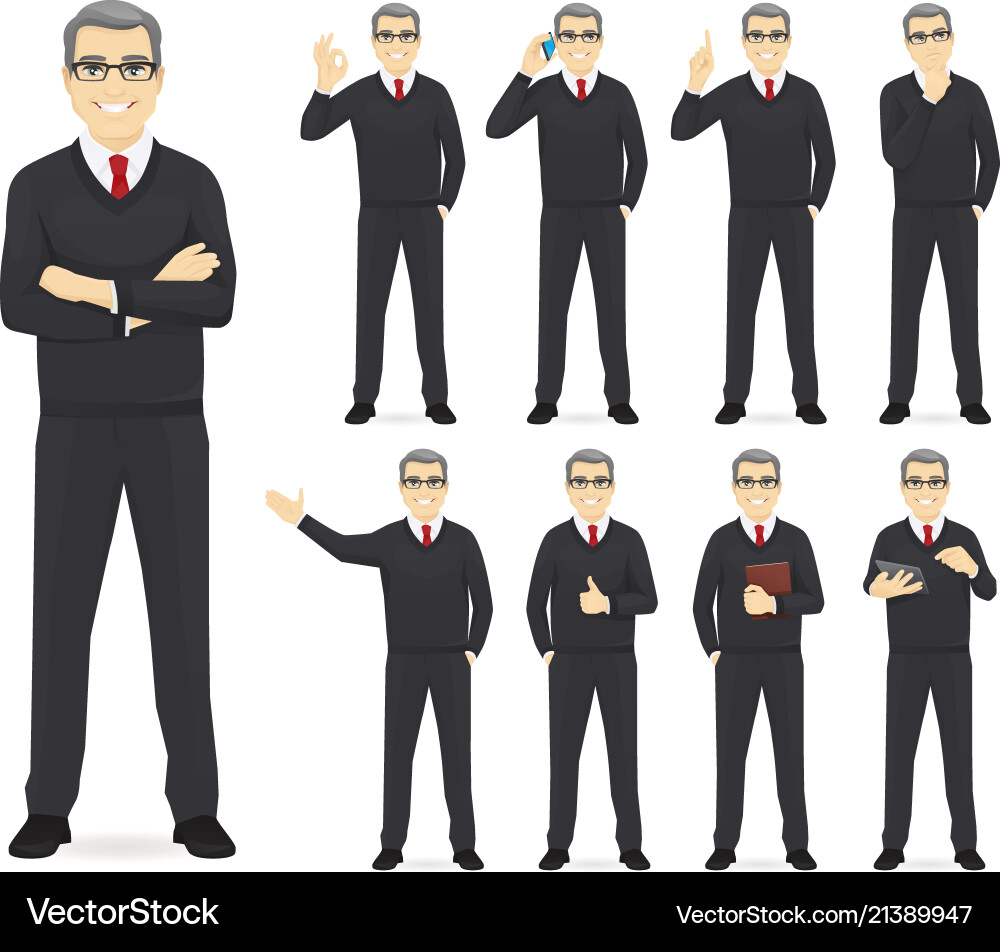 Business man set Royalty Free Vector Image - VectorStock