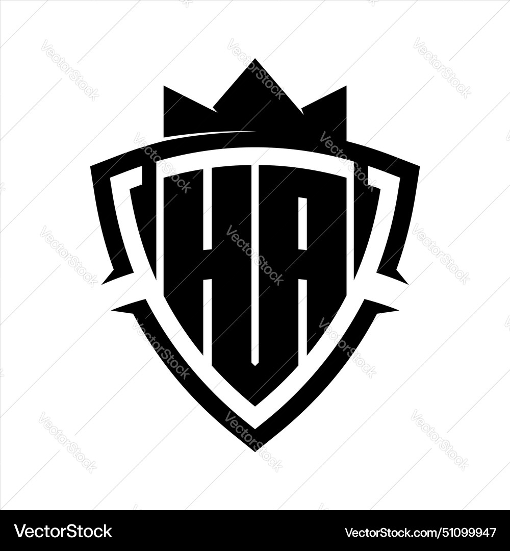 Ha letter bold monogram triangle curve shield Vector Image