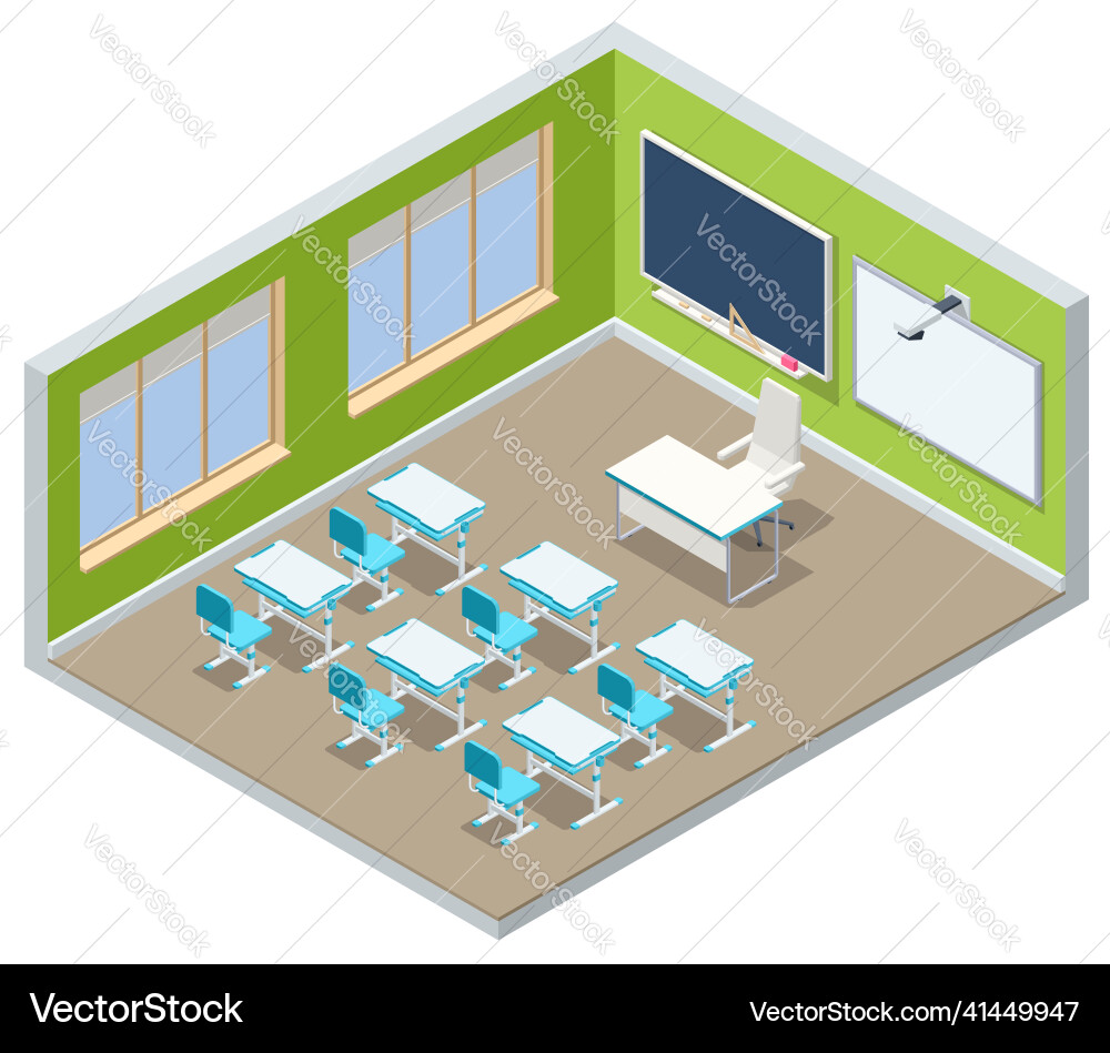 Isometric empty school classroom education Vector Image