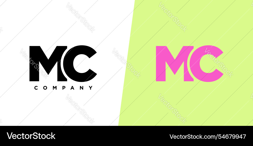 Letter m and c mc logo design template minimal Vector Image