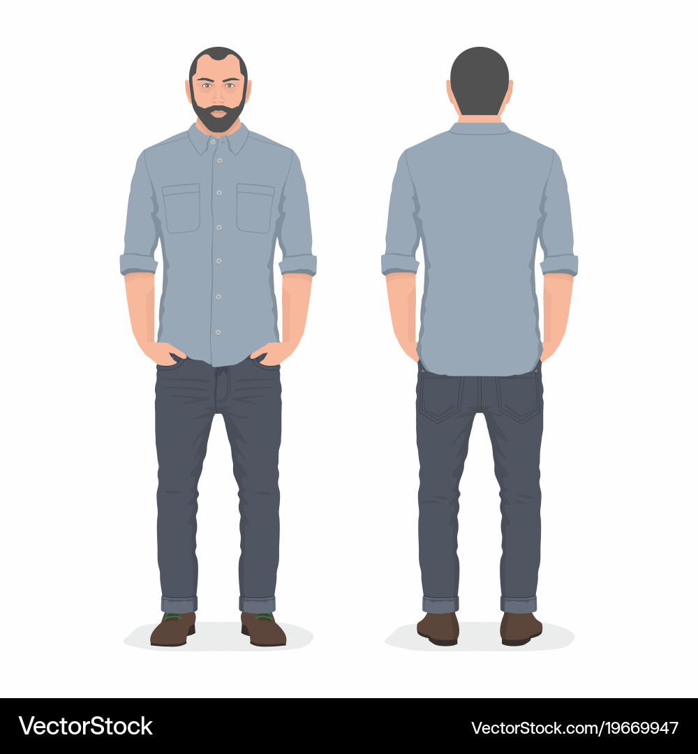 Man front and back views Royalty Free Vector Image