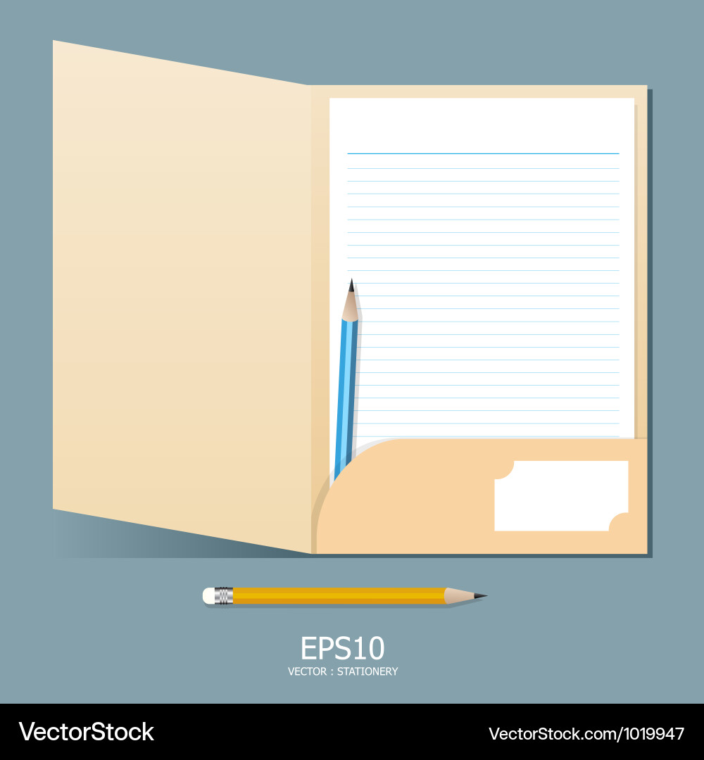 Note paper in folder with pencil Royalty Free Vector Image