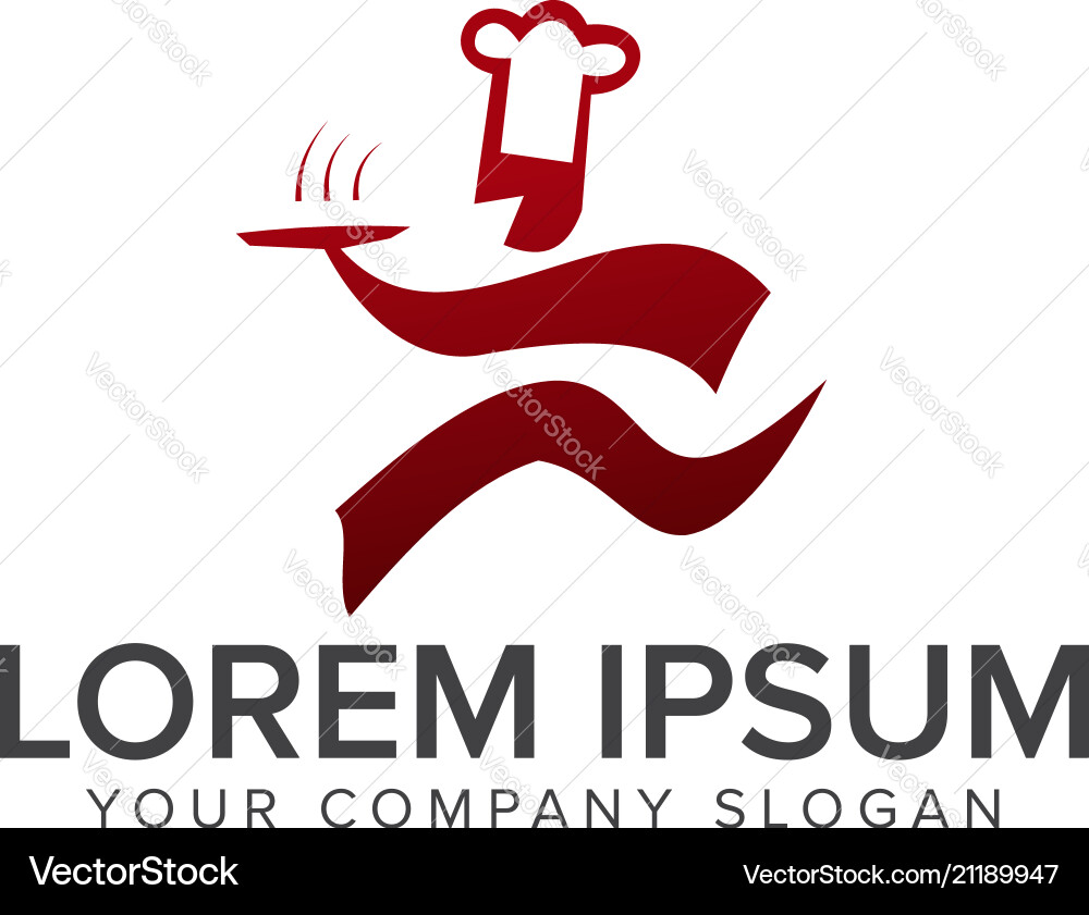 Run chef logo restaurant design concept Royalty Free Vector