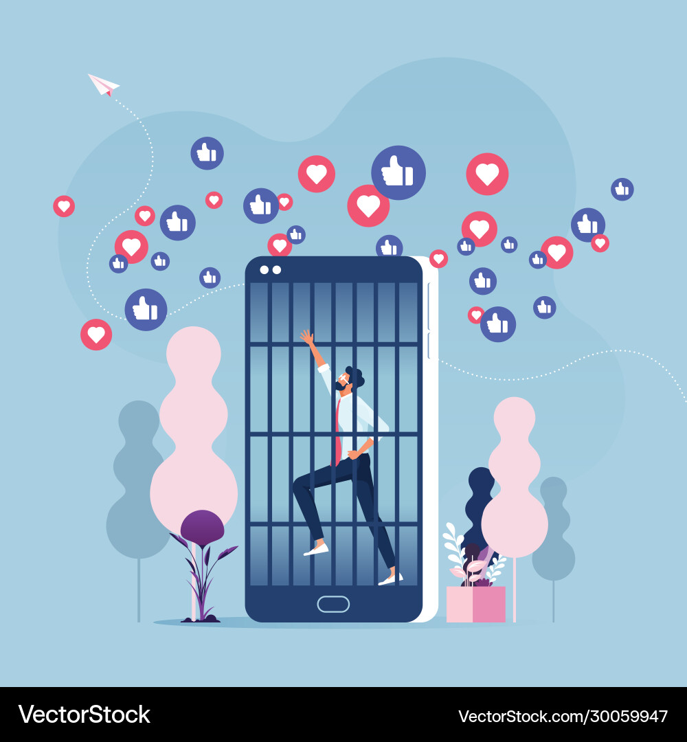 Social media addiction concept Royalty Free Vector Image