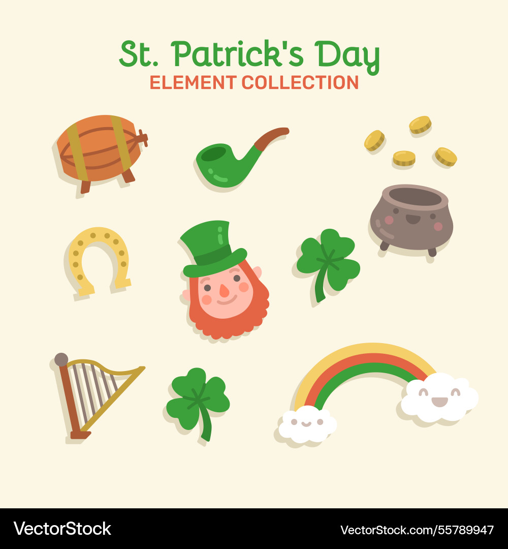 St patricks day element collection Royalty Free Vector Image
