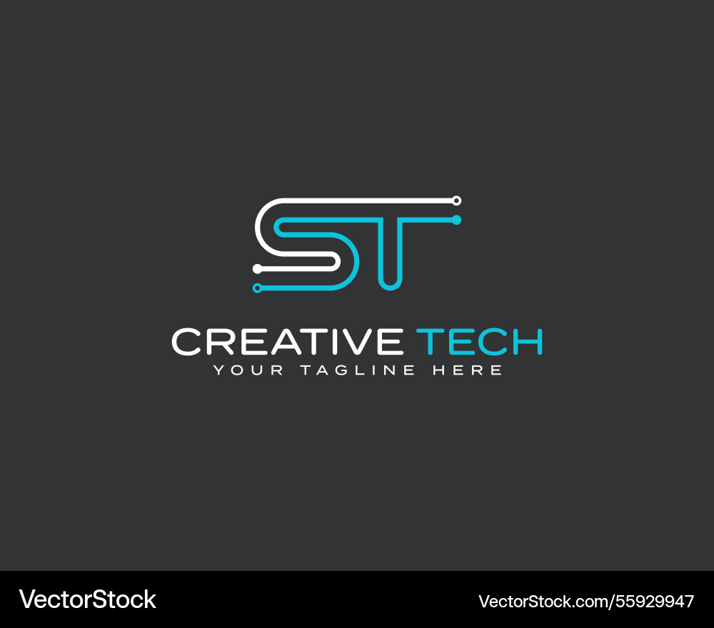 Tech st letter modern technology logo concept Vector Image