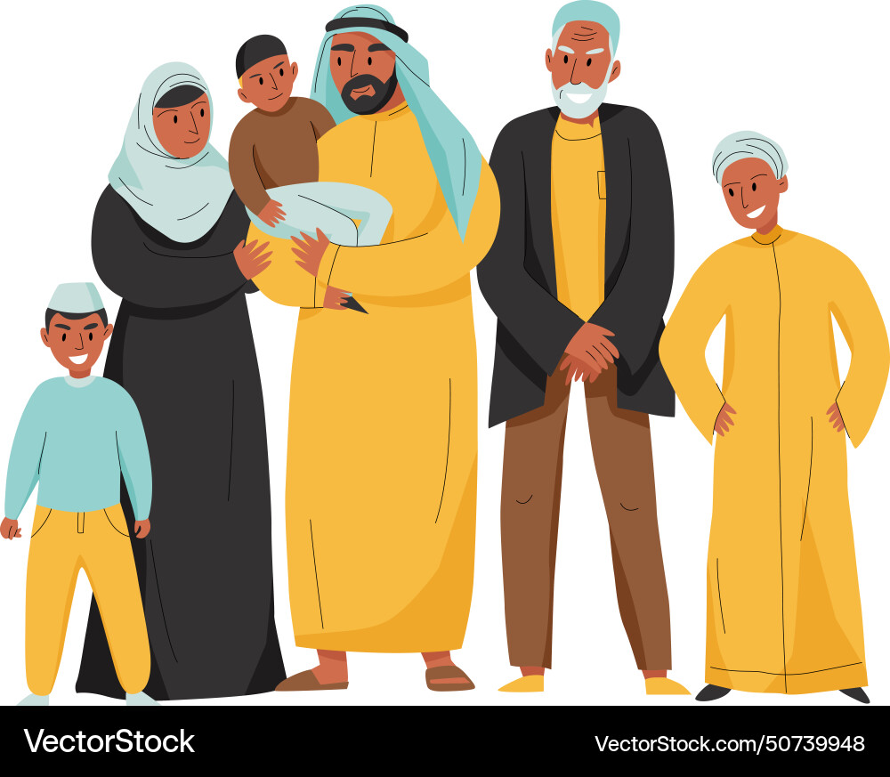 Arab family Royalty Free Vector Image - VectorStock