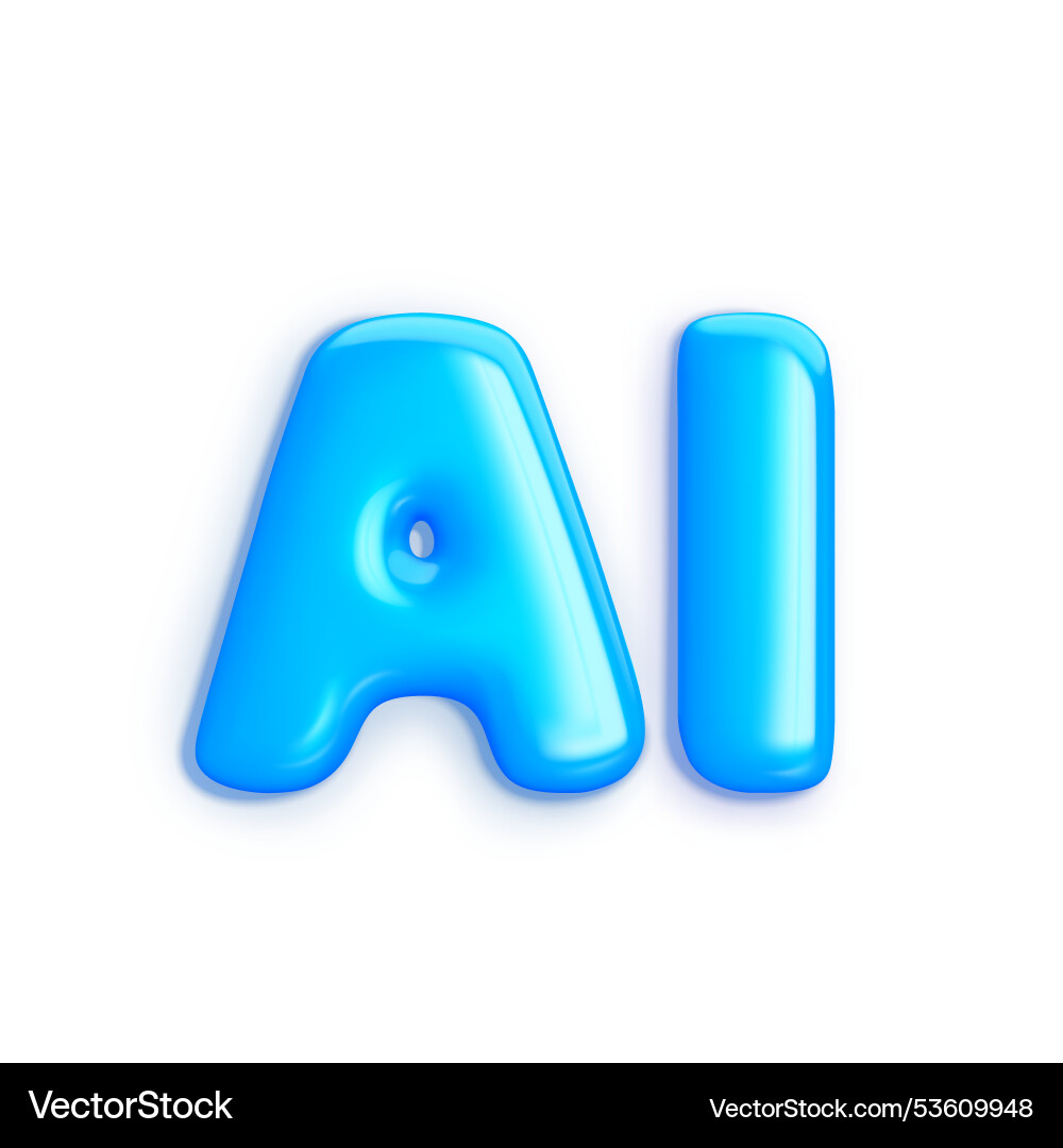 Artificial intelligence glossy 3d letters ai in Vector Image