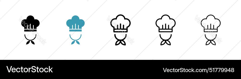 Chef icon set black filled and outlined style Vector Image