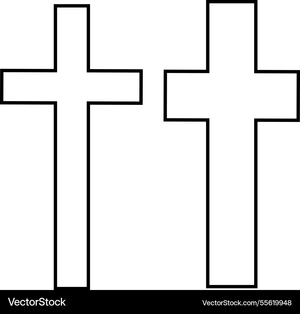 Christian cross outline icon on white background Vector Image