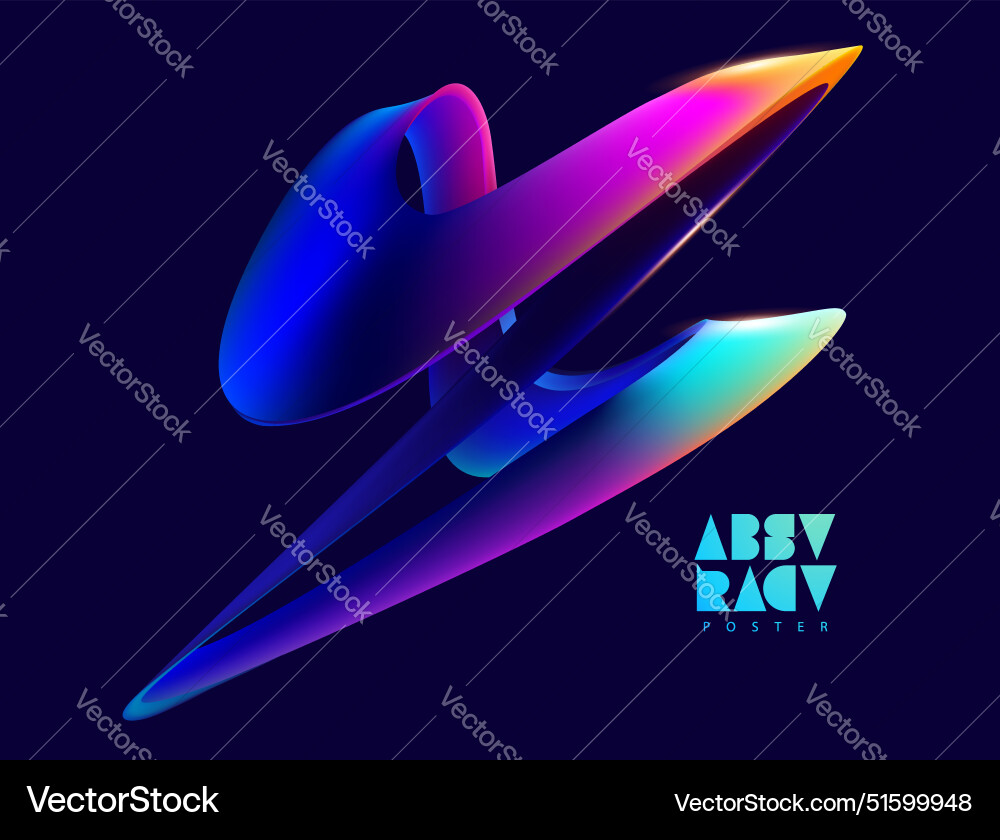 Colorful liquid lines abstract 3d shape Royalty Free Vector