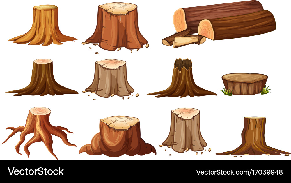 Different shapes of stump trees Royalty Free Vector Image