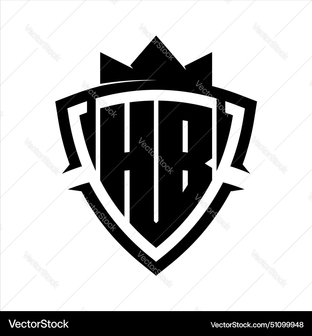 Hb letter bold monogram triangle curve shield Vector Image