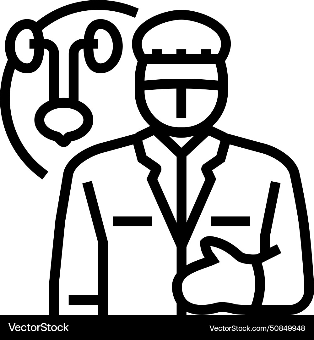 Nephrologist urology line icon Royalty Free Vector Image