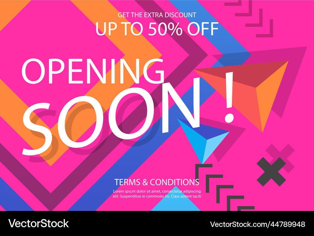 Pink opening soon background design Royalty Free Vector