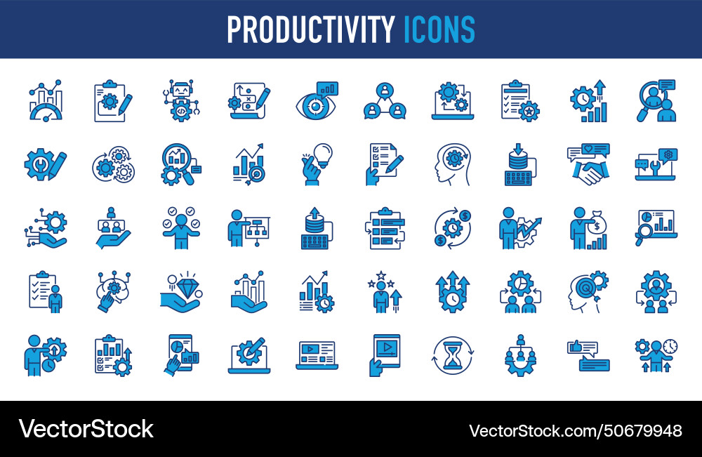 Productivity icon collection Royalty Free Vector Image