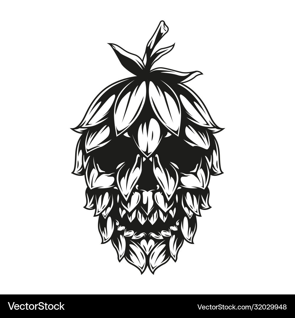 Vintage Hop Cone Skull Royalty Free Vector Image