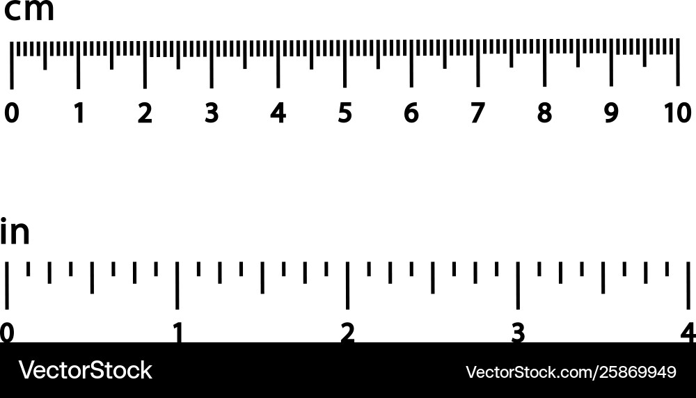 Black Ruler with Centimeters and Inches Royalty Free Vector