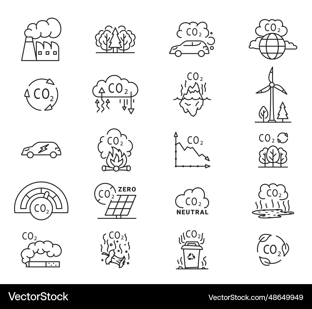 Carbon Neutral Icons - CO2 Collection Royalty Free Vector