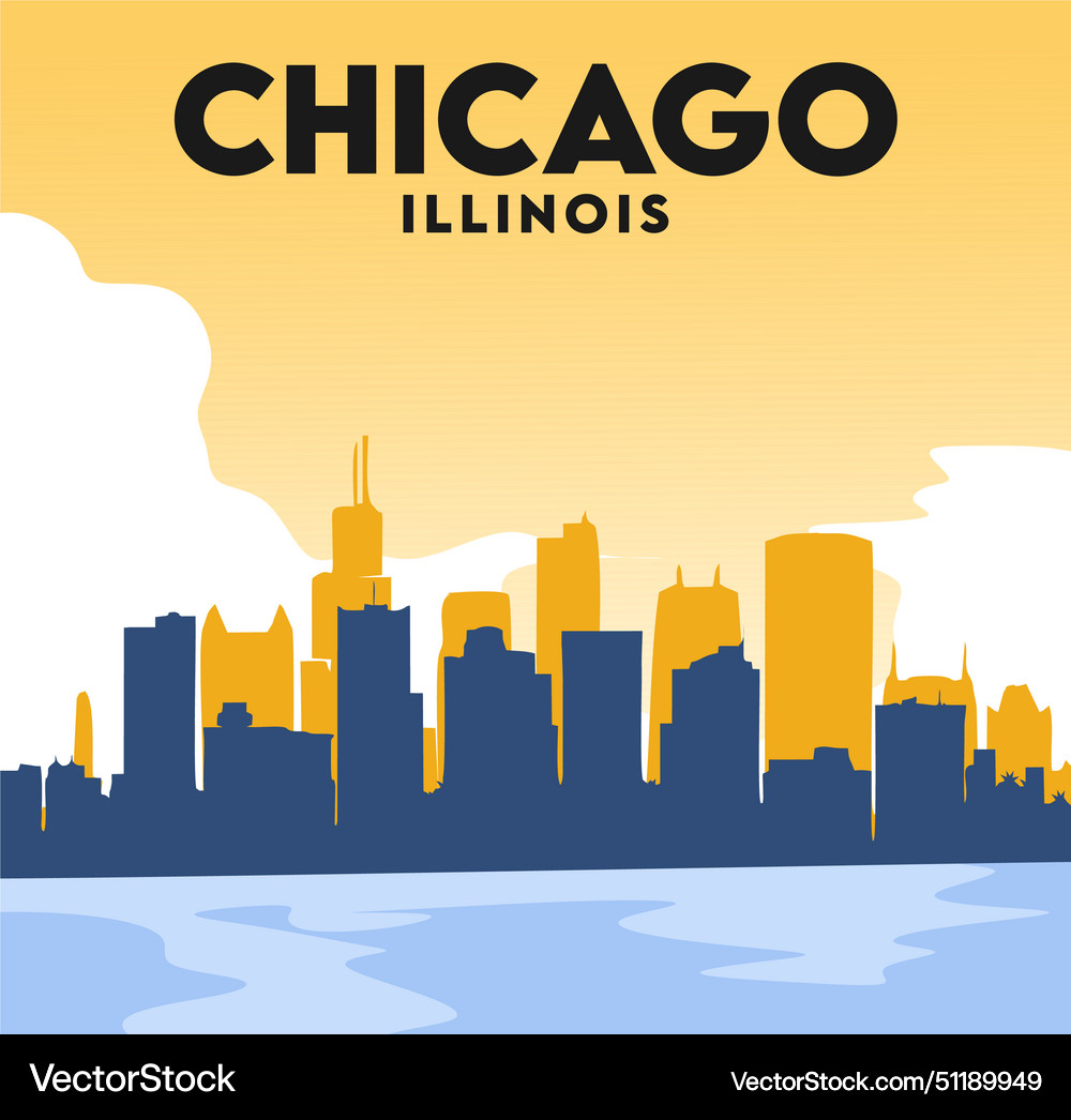 Chicago illinois with beautiful view Royalty Free Vector