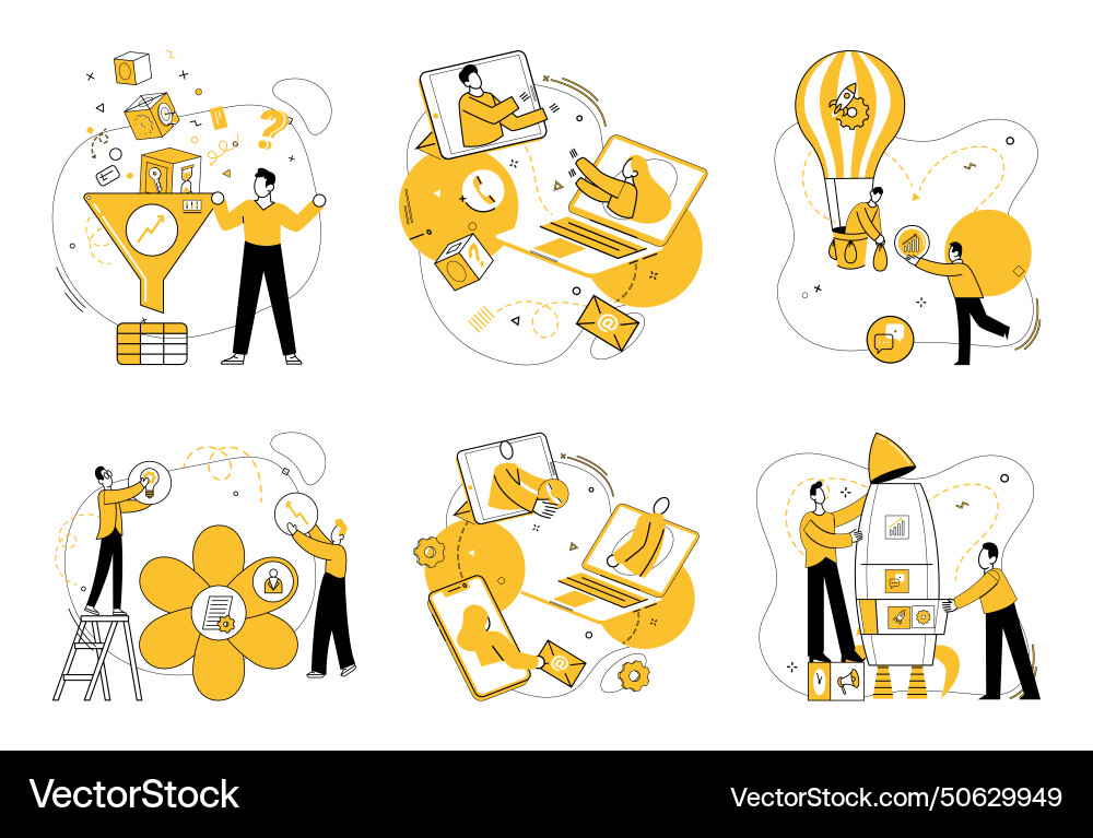 Cooperative work success blooms in environment Vector Image