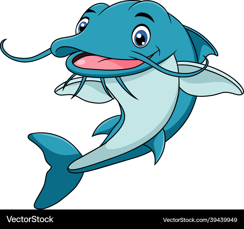 Cute catfish aquatic animal cartoon Royalty Free Vector